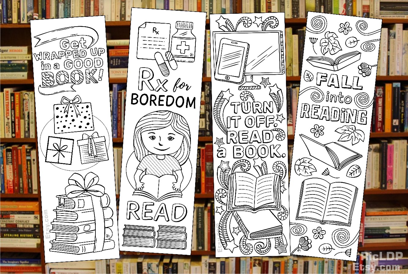 RicLDP Artworks: Coloring Bookmarks on Books and Reading