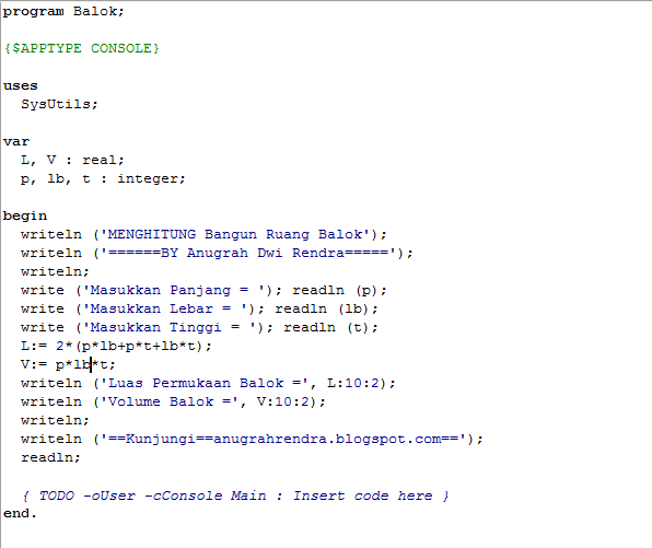 Program Menghitung Volume Tabung, Balok dan Kubus ~ Teknik Informatika