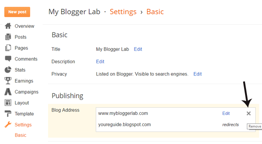 How to Remove a Custom Domain From Blogger| My Blogger Lab