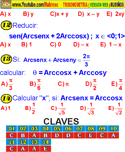 ARCOS DE LAS RAZONES TRIGONOMÉTRICAS O SUS INVERSAS EJERCICIOS ...