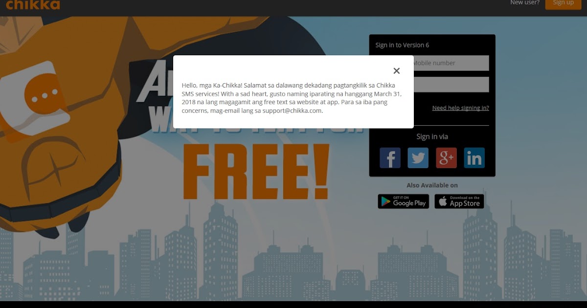 Chikka Messenger beendet seinen Dienst am 31. März 2018