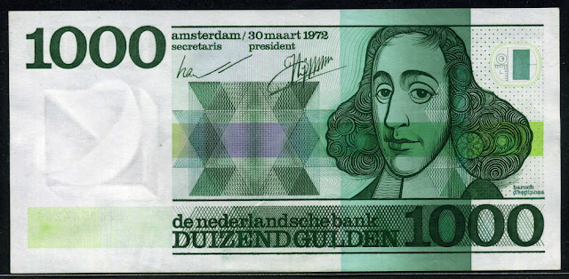 Netherlands banknotes 1000 Gulden note 1972 Baruch Spinoza|World ...
