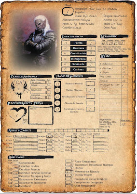 Dragones y Mazmorras: Hoja de personaje