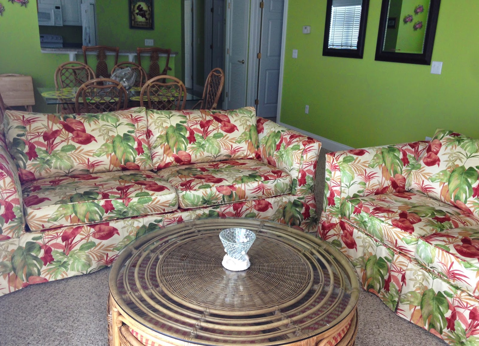 Pam Morris Sews: Tropical Print Slipcovers for a Beach Rental