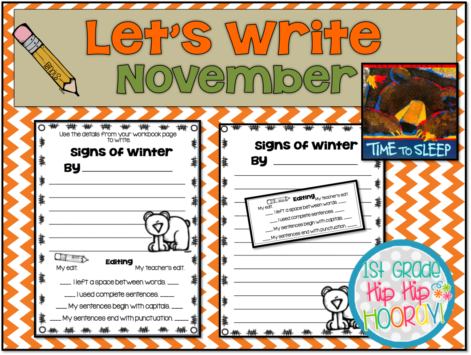1st Grade Hip Hip Hooray!: Let's Write With a November Theme