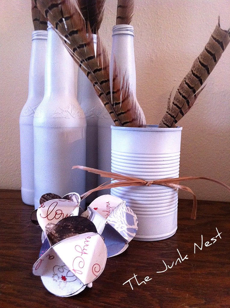 The Junk Nest: Pheasant Feather Display {using bottles}