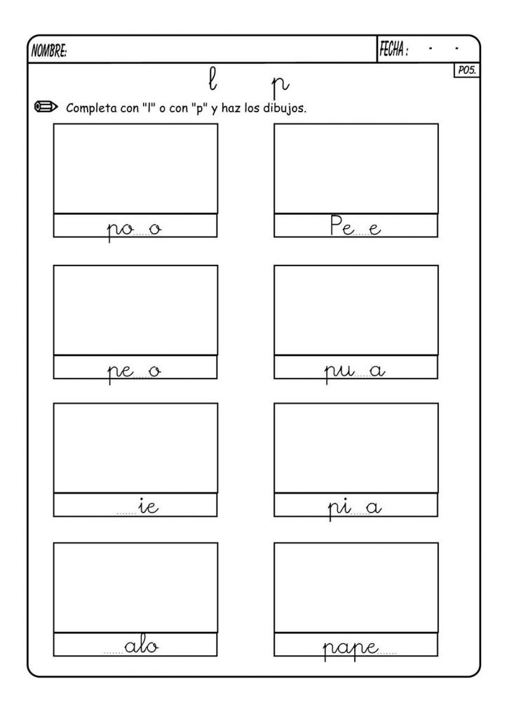 El rincón de Aurora: Ficha de repaso tema 1 de lengua. Letra P, p y M, m