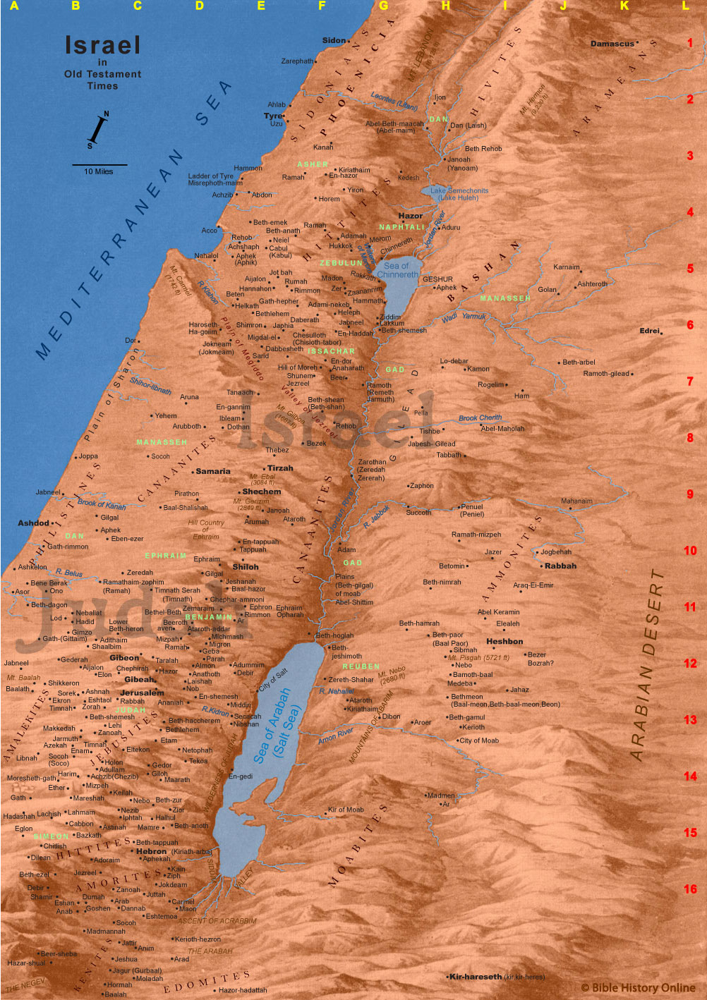 Samuel and Eunice Bible Study Topics: Map of Old Testament Israel