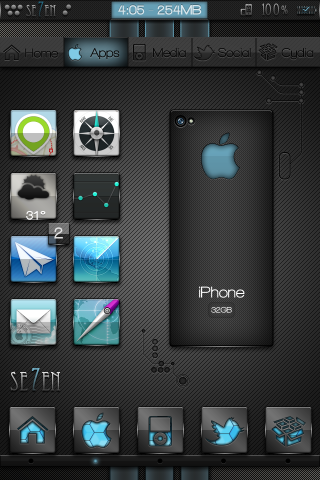 modi5: SE7EN iNAV theme iPhone 4