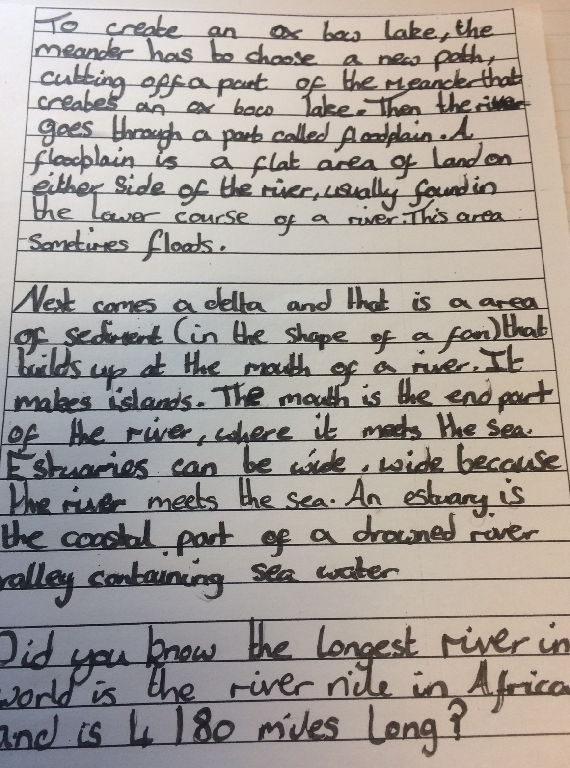 Year Five: River System Explanation Texts