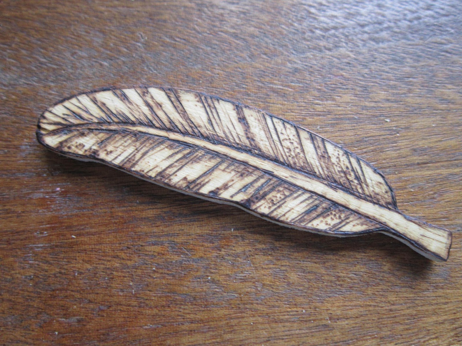 Always Arty: Wood Burned Feather Pendant