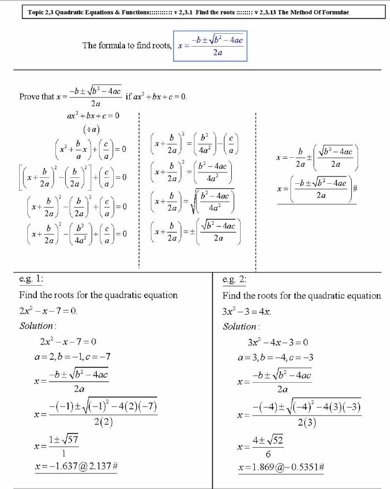 Formula | Additional Mathematics SMKTTJ