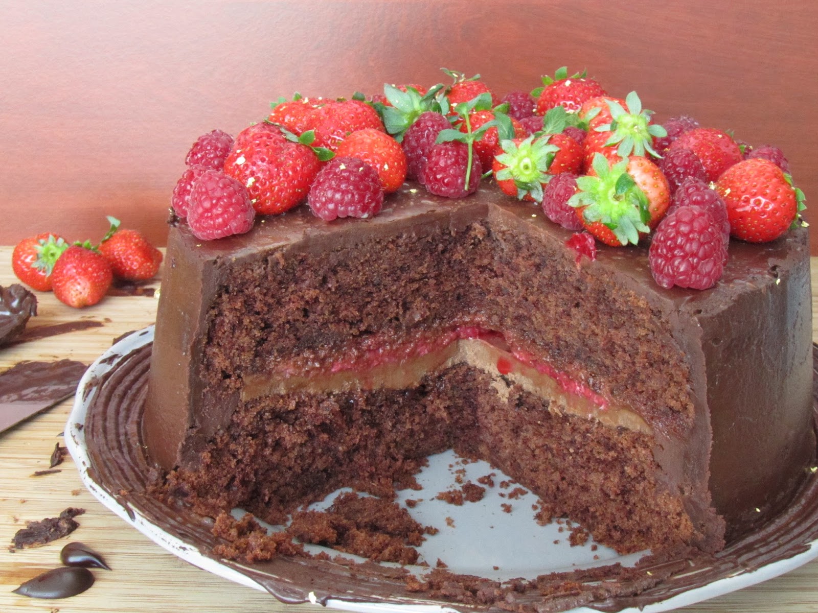 Tarta de chocolate y frambuesas