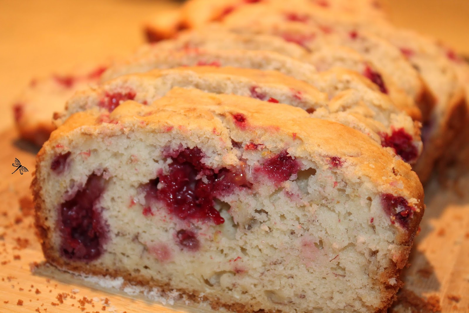 Libellule et ses spatules: Pain orange et framboises