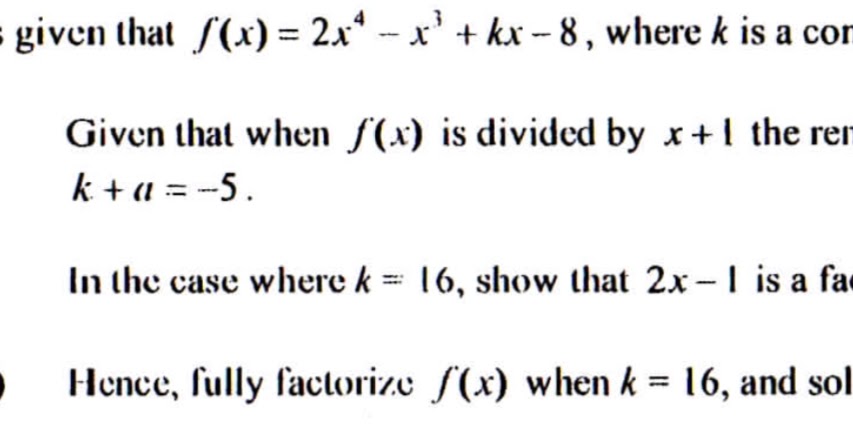 4. Remainder and factor theorem revision and challenging questions O ...