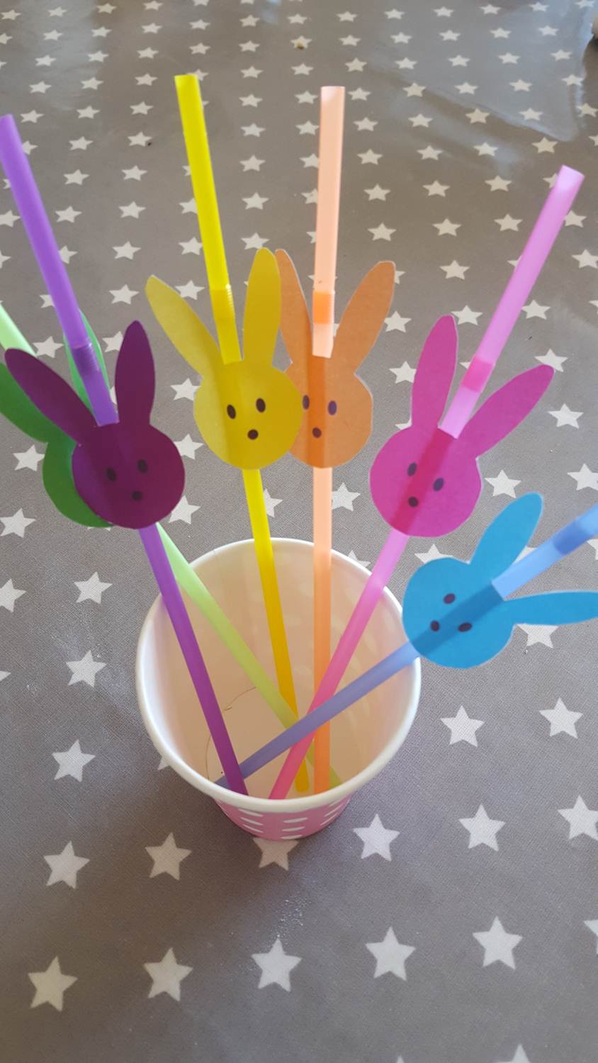 Bunny decorated straws for Easter |Keeping it Real