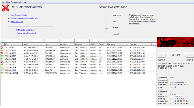 Demonstration of ARP Spoofing and Detection using XARP > Kali Linux