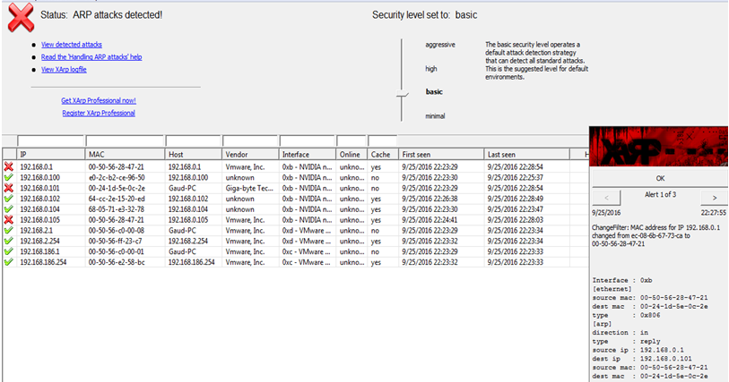 Demonstration of ARP Spoofing and Detection using XARP > Kali Linux