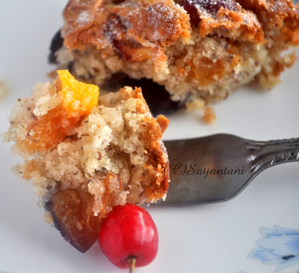 Eggless Stone fruit Tea Cake - A Homemaker's Diary