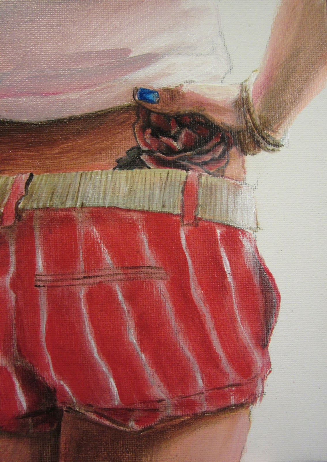 One Painting a Day: "Red Shorts Red Rose", AND "Squirrel Mask"!
