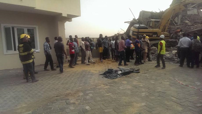 Whispers: Photos from the building collapse in Lekki, Lagos this morning.