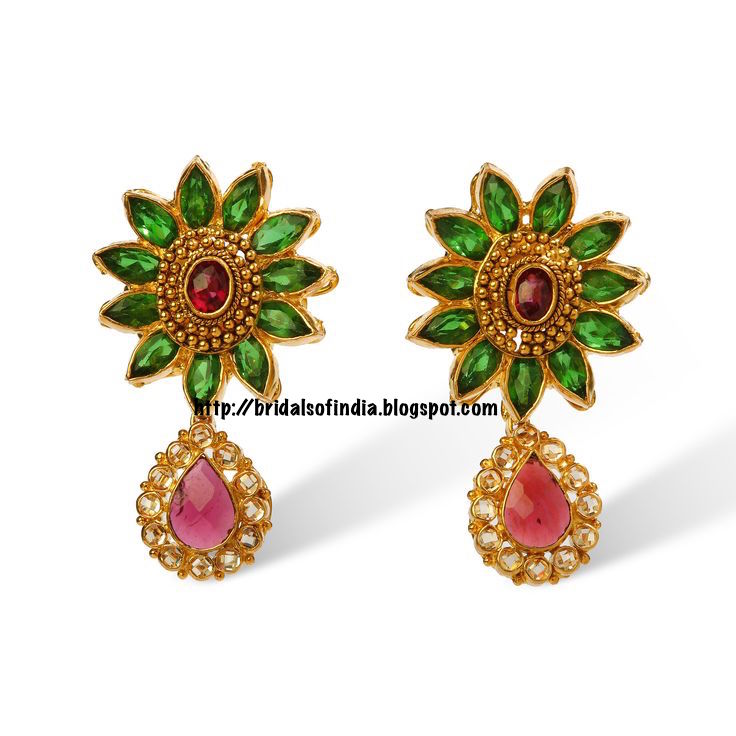 Fashion world: Emerald Flower Earrings - Bhima Jewellery