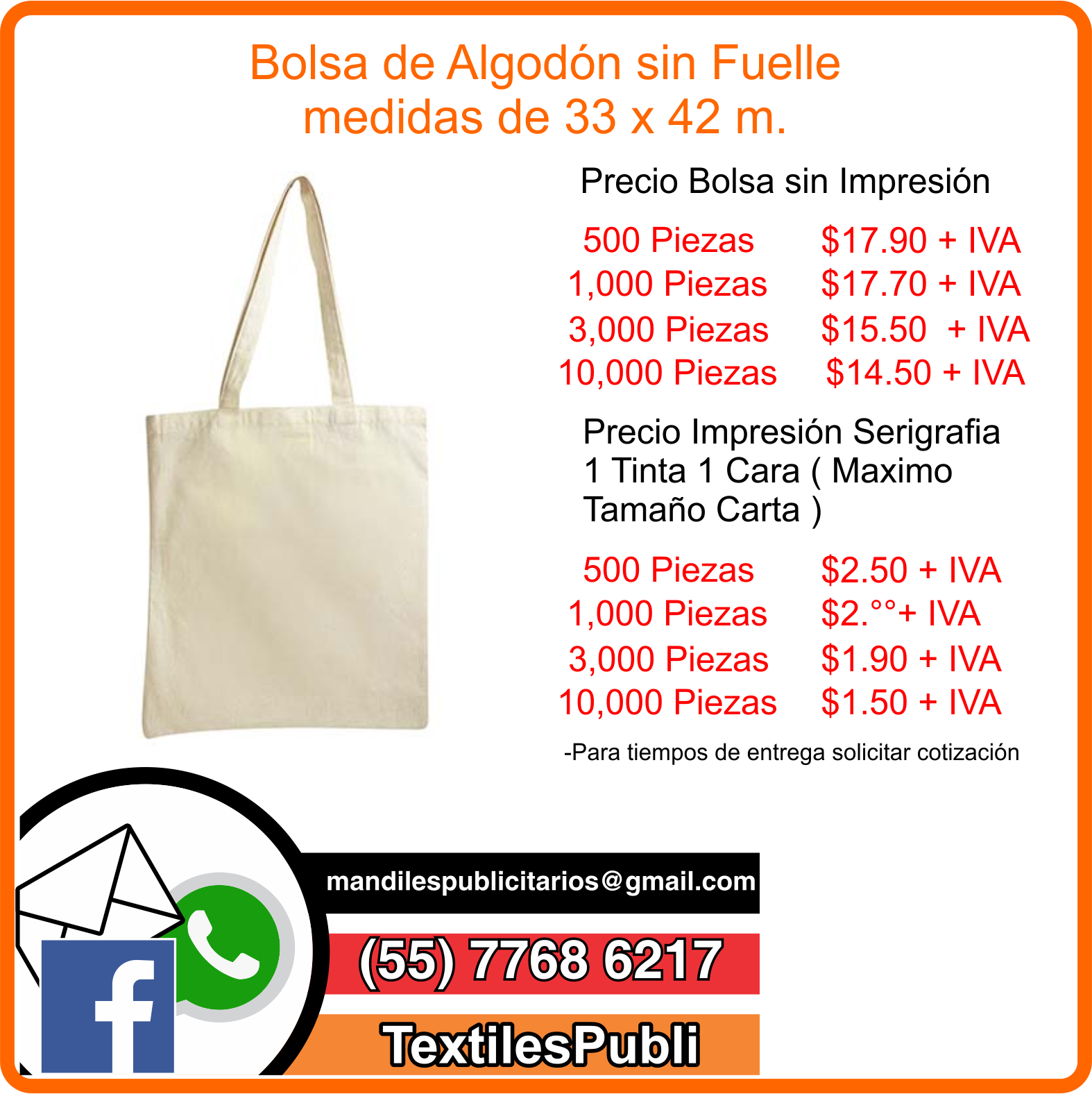 Textiles Publicitarios: Lista de Precios Textiles