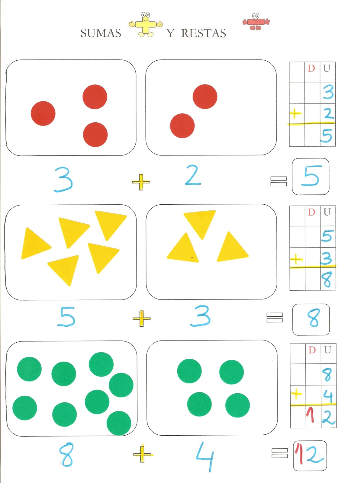 EL COLOR DE LA ESCUELA: SUMAR Y RESTAR CON APOYOS VISUALES
