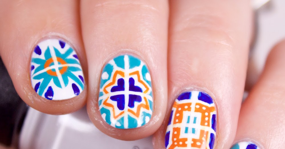 Wondrously Polished: Nail Art: Talavera Mexican Tiles