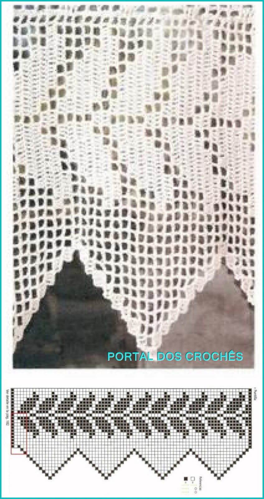 PORTAL DOS CROCHÊS: BARRADOS DE CROCHÊ FILÉ COM GRÁFICOS