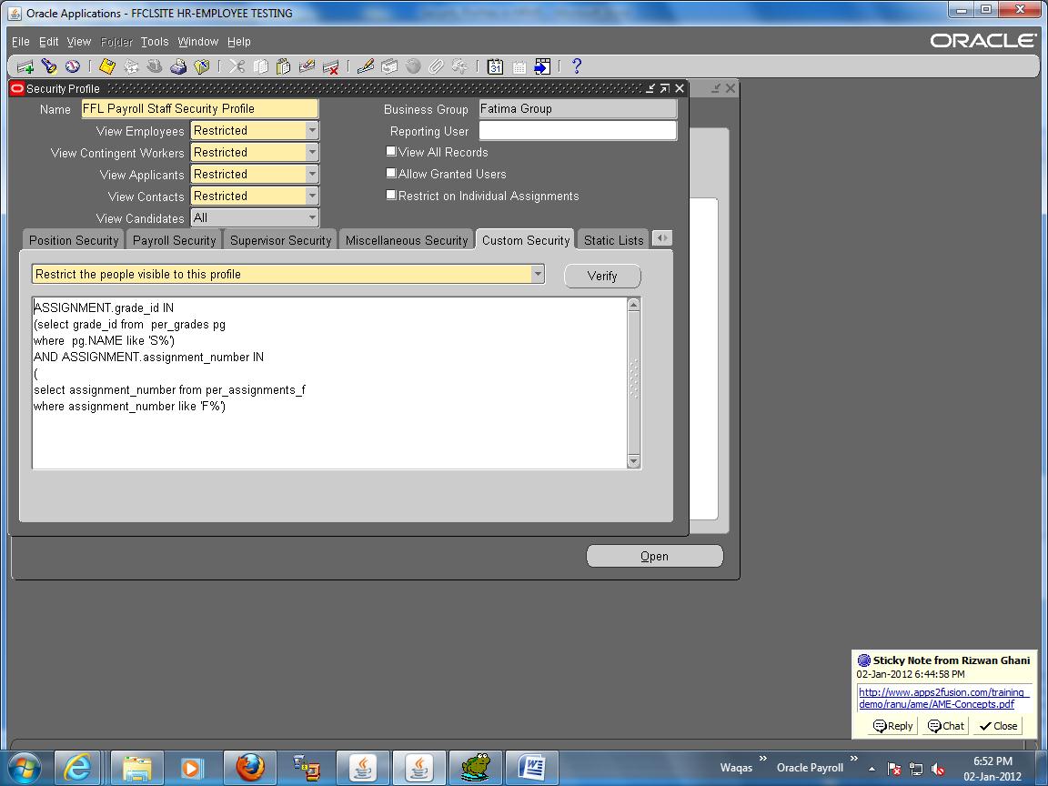 My Oracle World: Custom Security in Security Profiles in Oracle HRMS