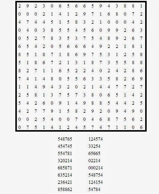 Pasatiempos para Imprimir: Sopa de Números nº 10