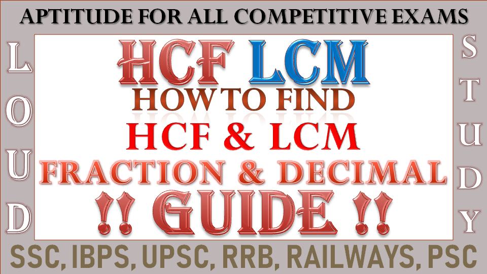 HCF and LCM of Fractions and Decimals