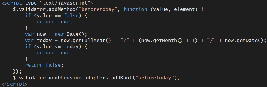 張BCの隨筆: [.Net MVC] 使用ValidationAttribute與IClientValidatable自訂前後端驗證 (Input Date isn't greater ...