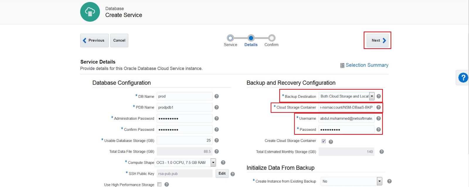 Netsoftmate Technical Blog : Oracle DBCS : Create A Database Deployment With Automatic Backup