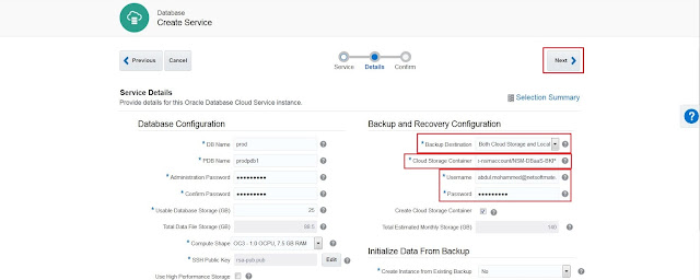 Netsoftmate Technical Blog : Oracle DBCS : Create A Database Deployment With Automatic Backup