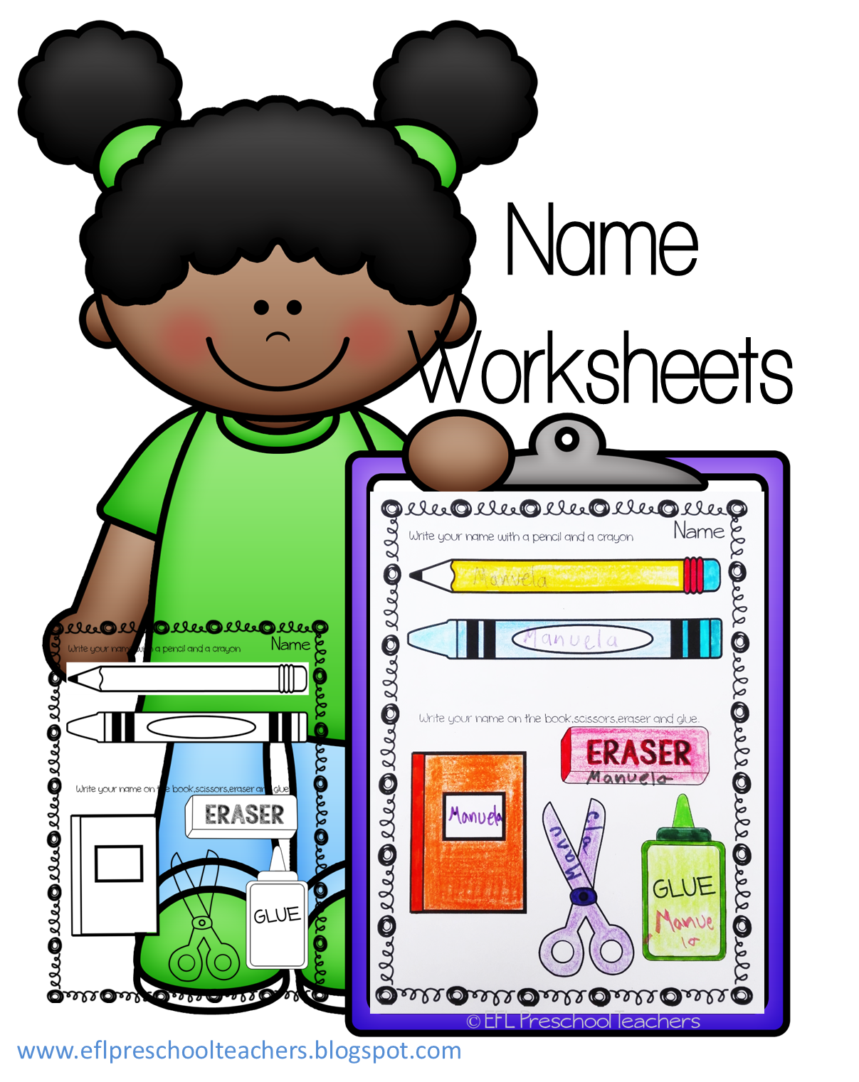 ESL/EFL Preschool Teachers: Name Worksheets for Preschool ELA
