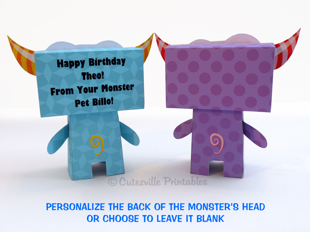 Cutezville Printables: Printable Monster Gift Boxes