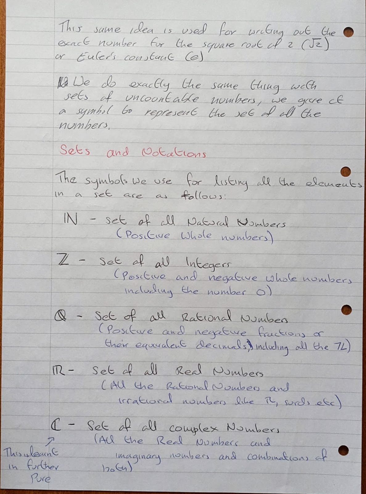 A Level Maths Notes: A2 - Sets and Set Notations