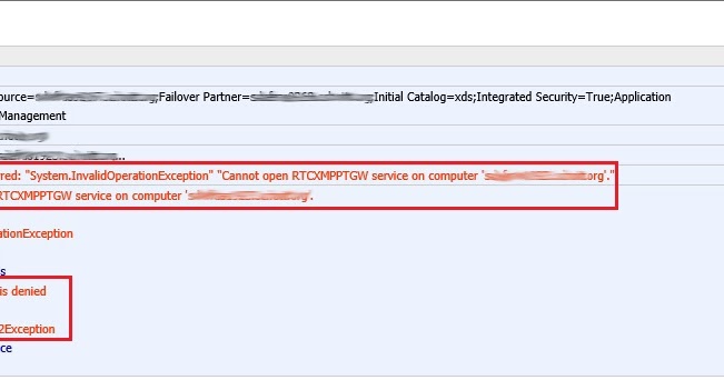 ExchangeITup: SFB Invoke Failback Error: Cannot Open Service