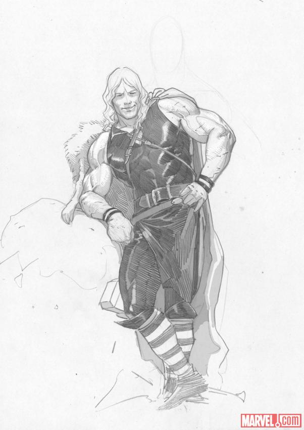 Fashion and Action: Young Thor from Esad Ribic's God of Thunder Sketchbook