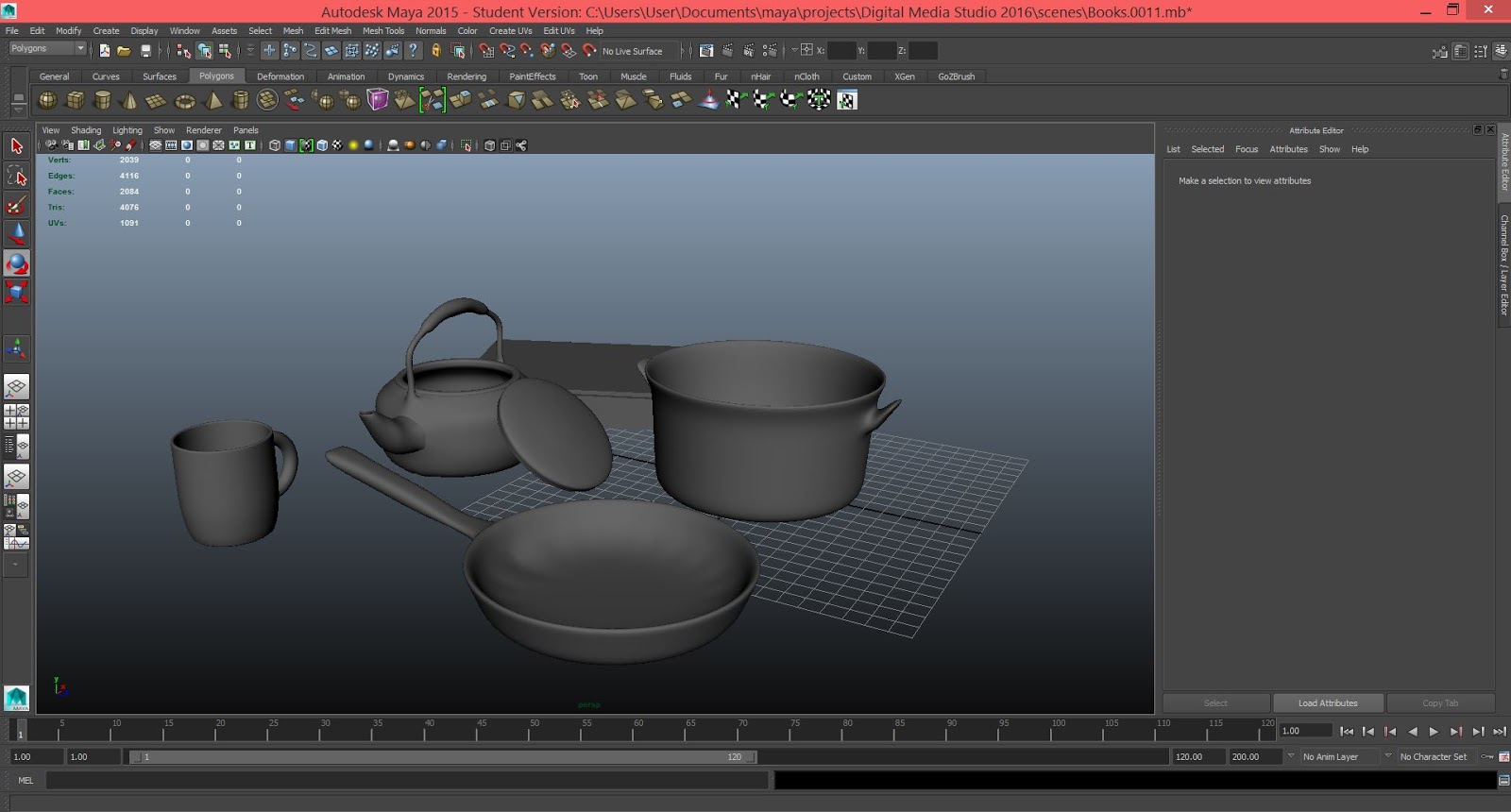 Digital Media Studio: Modeling in Maya (props, Pots and Pans)