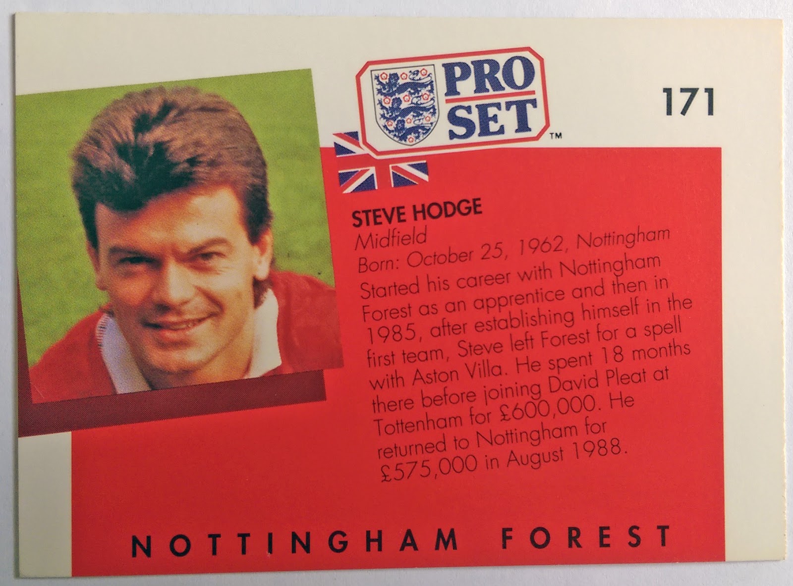 NFFC Cards & Stickers: Pro Set Footballers 1990-91 Steve Hodge