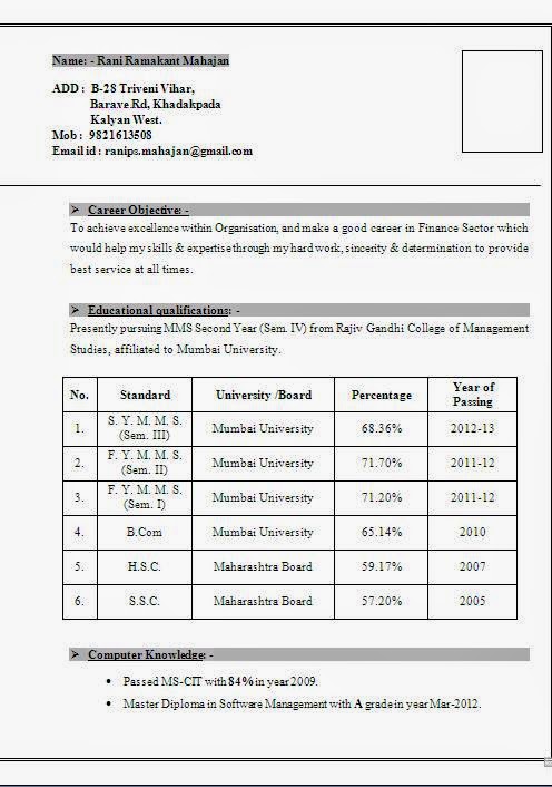 Finance Student Resume Sample
