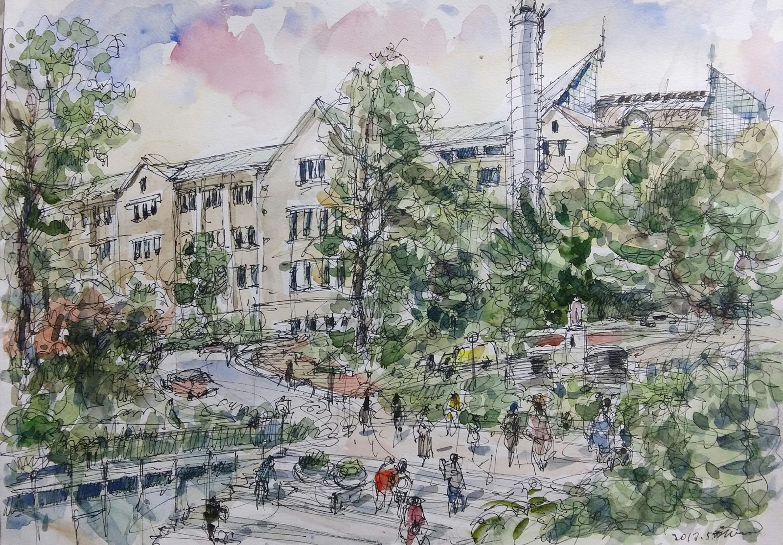 Archiartist Lee: sketches at Ewha Womans University campus
