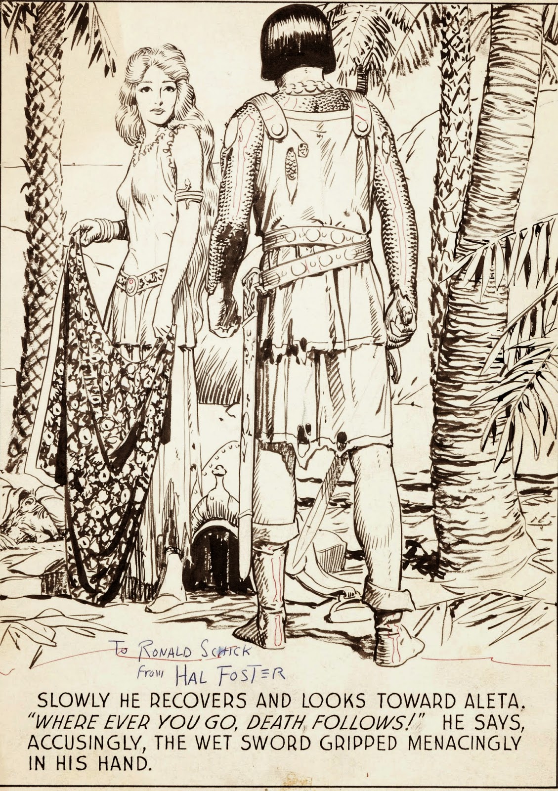 Comic Art: Hal Foster self-portrait and original Prince Valiant pages!