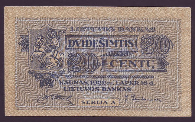 Lithuania paper money Centas 20 Centu banknote of 1922|World Banknotes ...