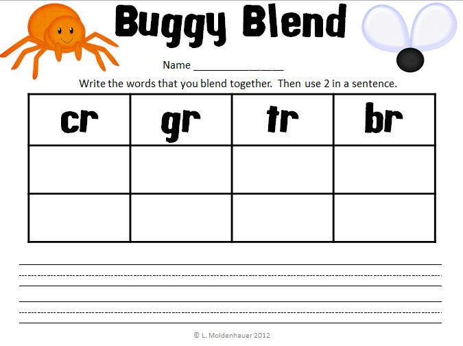 Classroom Freebies Too: Buggy Blends Literacy Center - Free