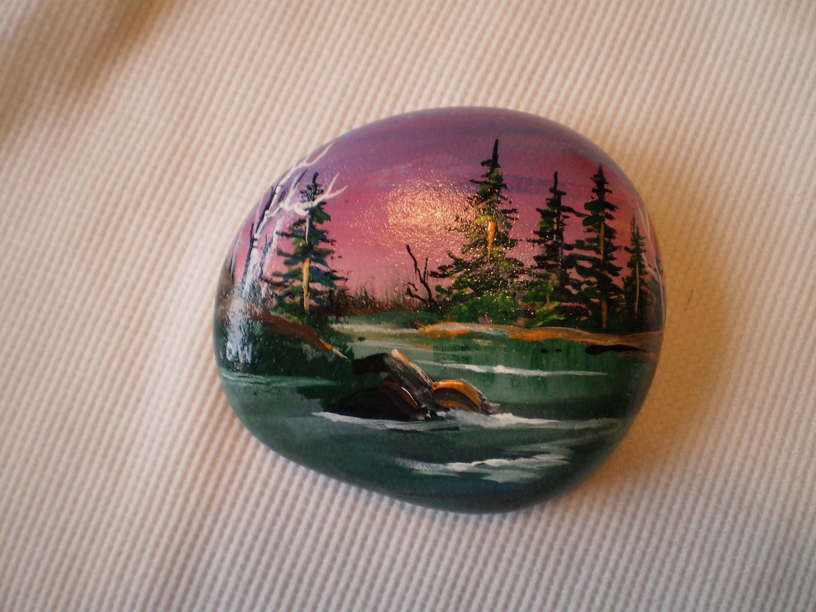 Crystal Pinecone: Hand Painted Rock