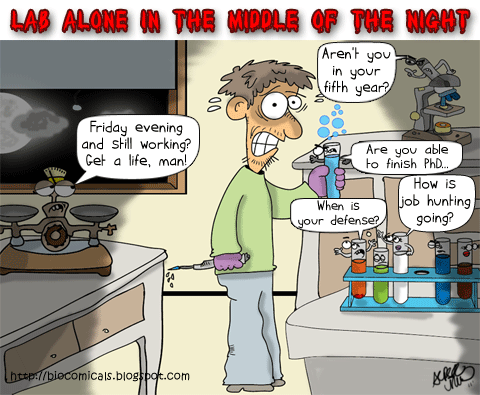 Biocomicals: Never stay in the lab all alone...at night